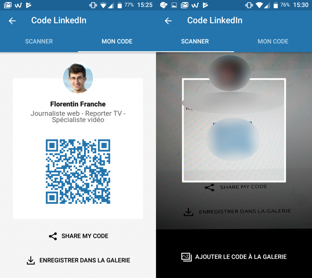 Des codes QR pour partager ses coordonnées avec LinkedIn - Geeko