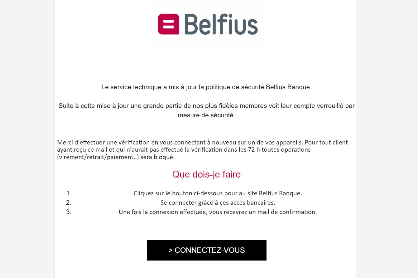Attention si vous êtes client Belfius, ce mail peut vous coûter très ...