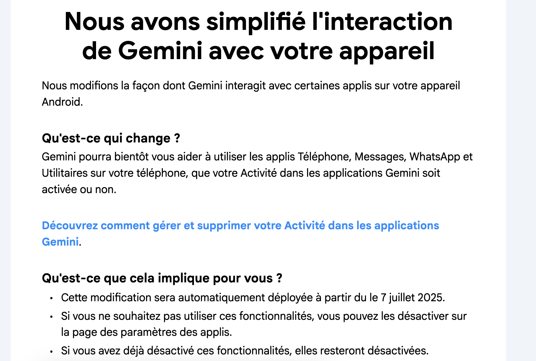 Gemini va avoir accès à vos appels, SMS et messages WhatsApp - Geeko